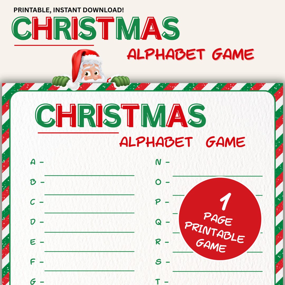 Christmas Alphabet Word Game Printable, Holiday Party Activity for Kids ...