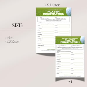 Golf Tournament Player Registration Form, Canva Template, Editable Sign ...