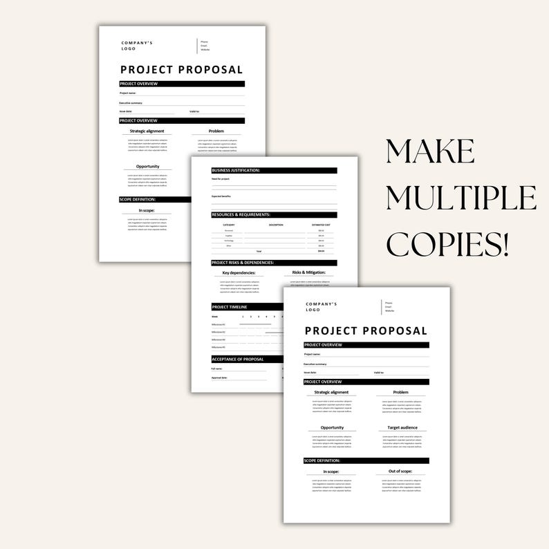 Project Proposal Template Minimal, Project Proposal MS Word PDF ...