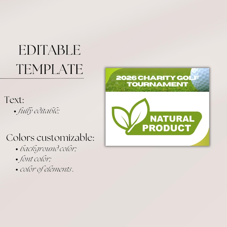 Golf Hole Sponsor Sign Canva Template, Editable Charity Tournament Sign ...