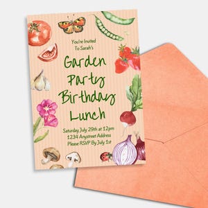 Garden Party Birthday Invitation Template With Garden Vegetables ...