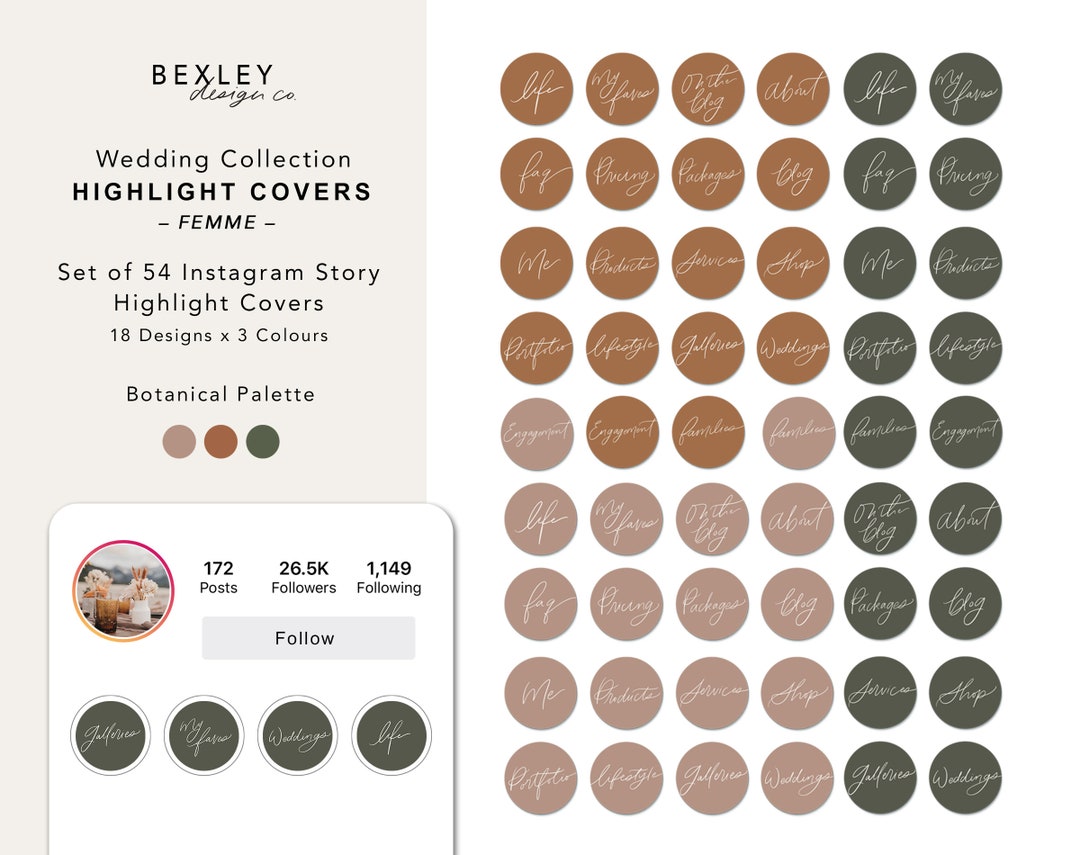 Instagram Highlight Covers for Wedding Brands & Businesses | 54 ...