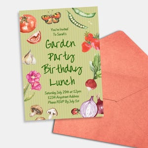 Garden Party Birthday Invitation Template With Garden Vegetables ...