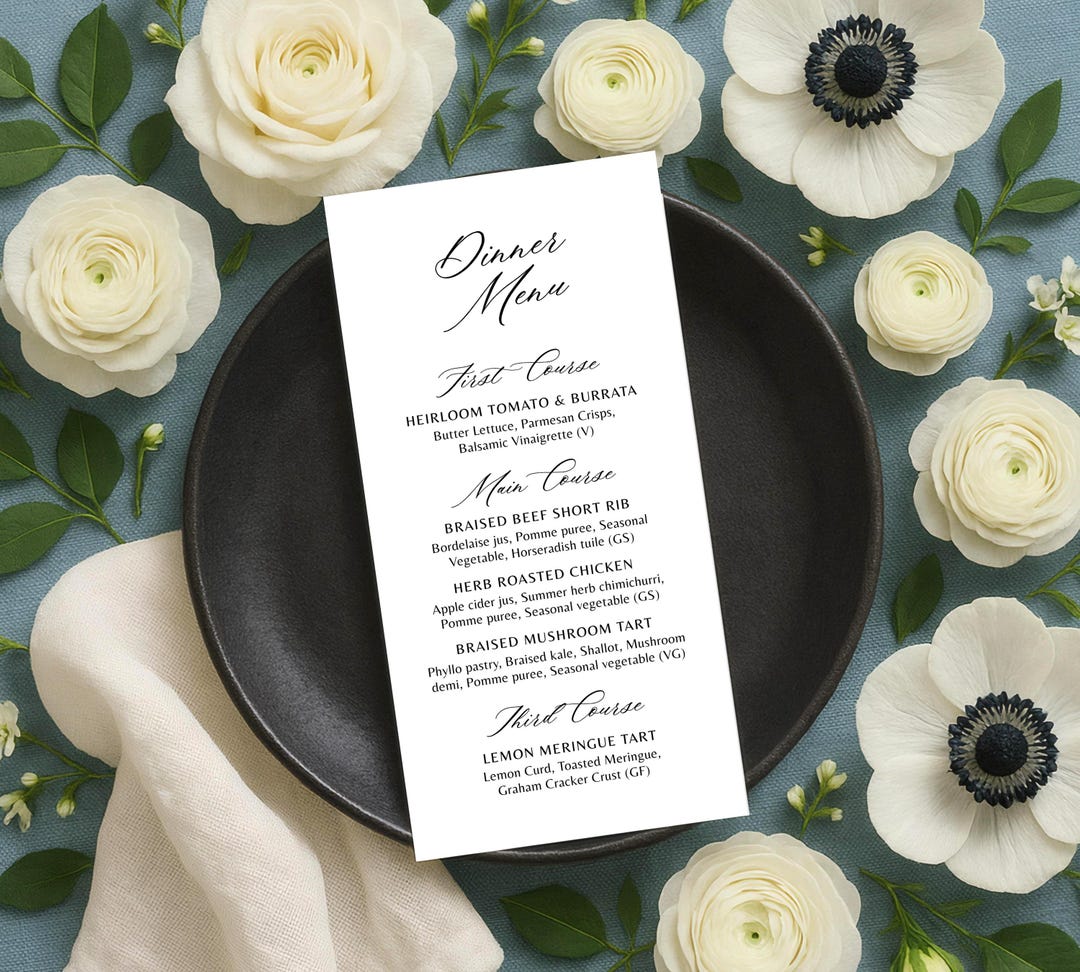 Modern Elegant Menu Template | Editable CANVA TEMPLATE for Weddings and ...