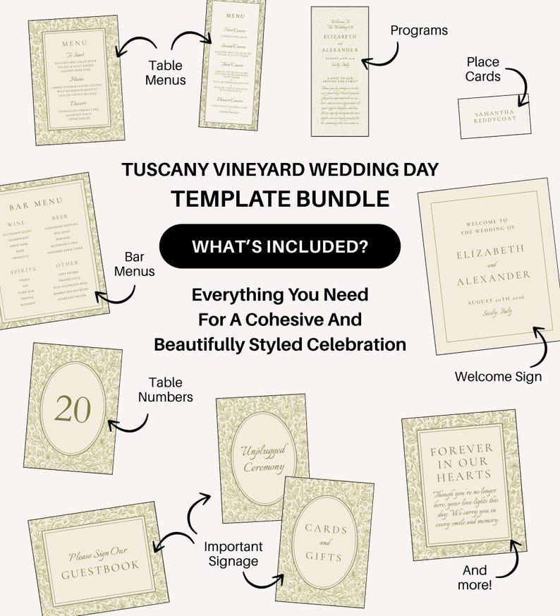 All-in-one Wedding Day Template Bundle | 60+ CANVA TEMPLATES | Elegant ...