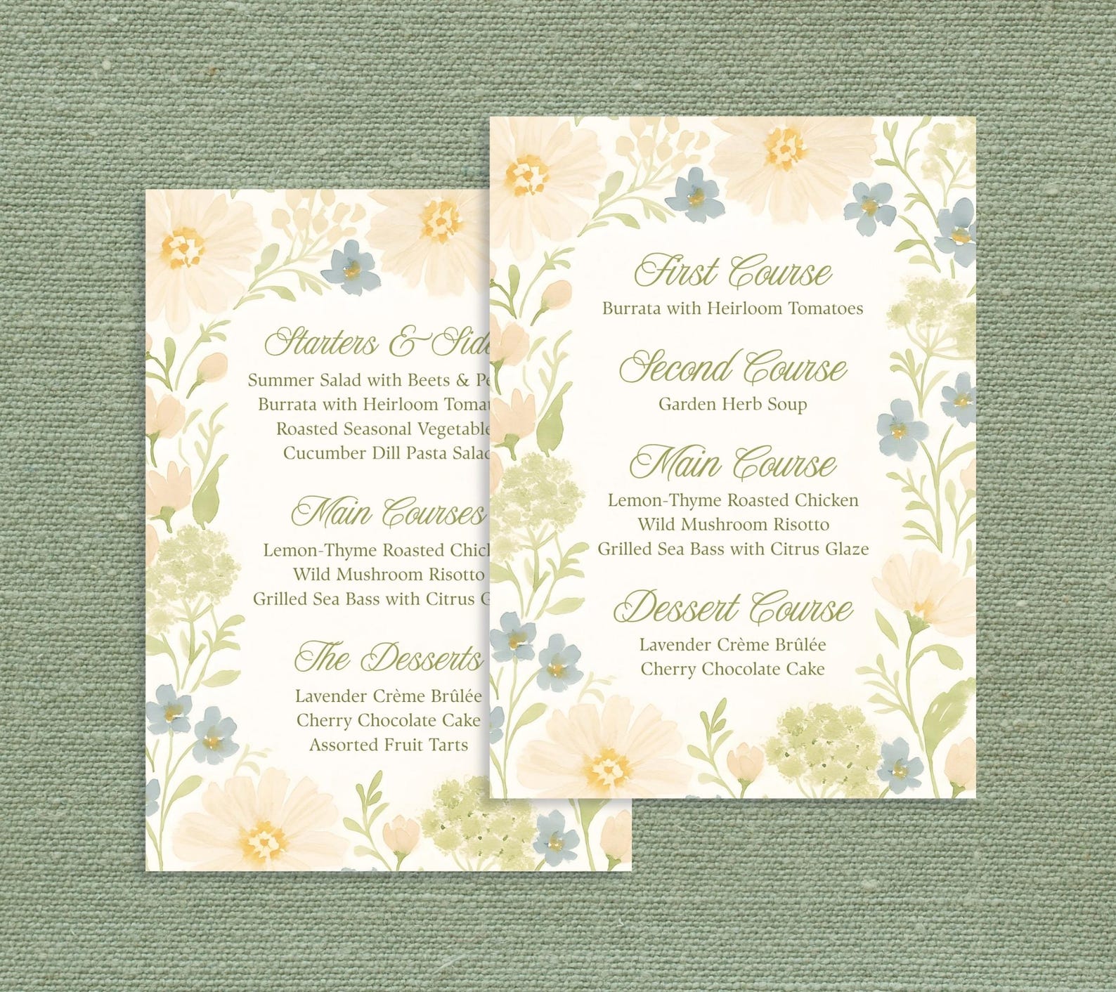 Watercolour Meadow Printable Menu Template, Edit in Canva | Peach ...
