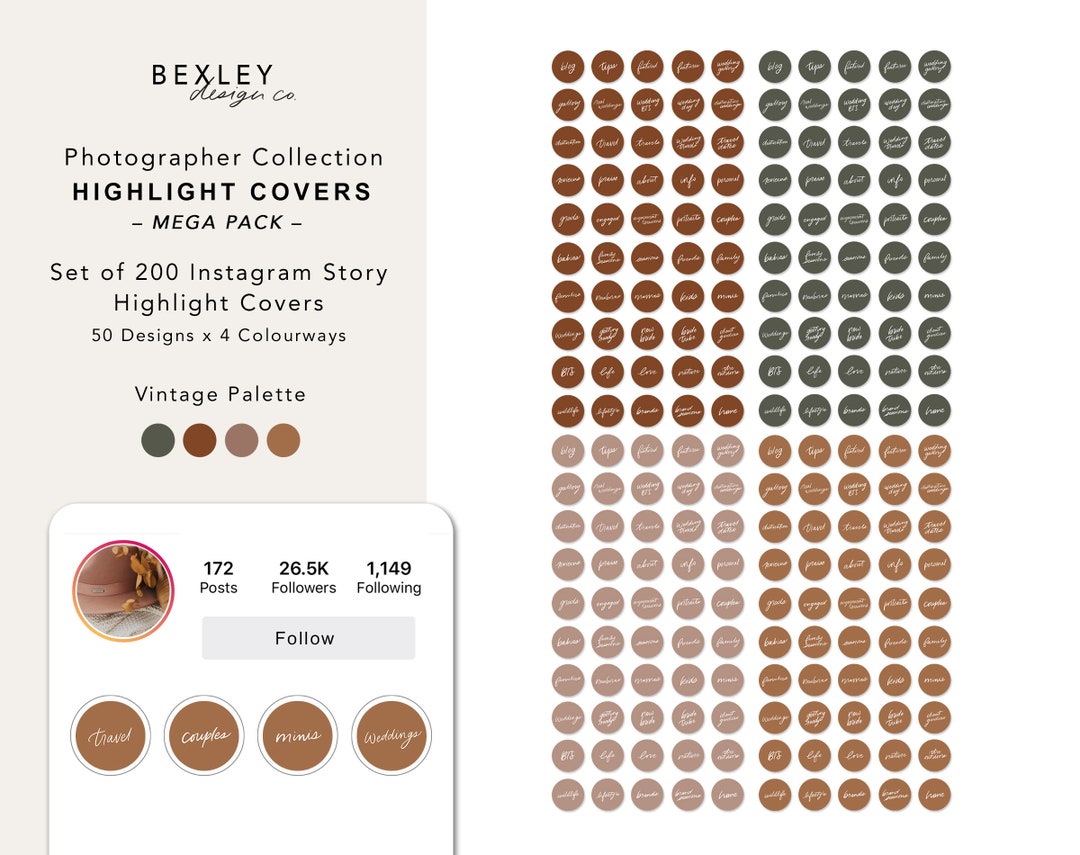 Highlight Covers for Photographers 200 Handlettered - Etsy Canada
