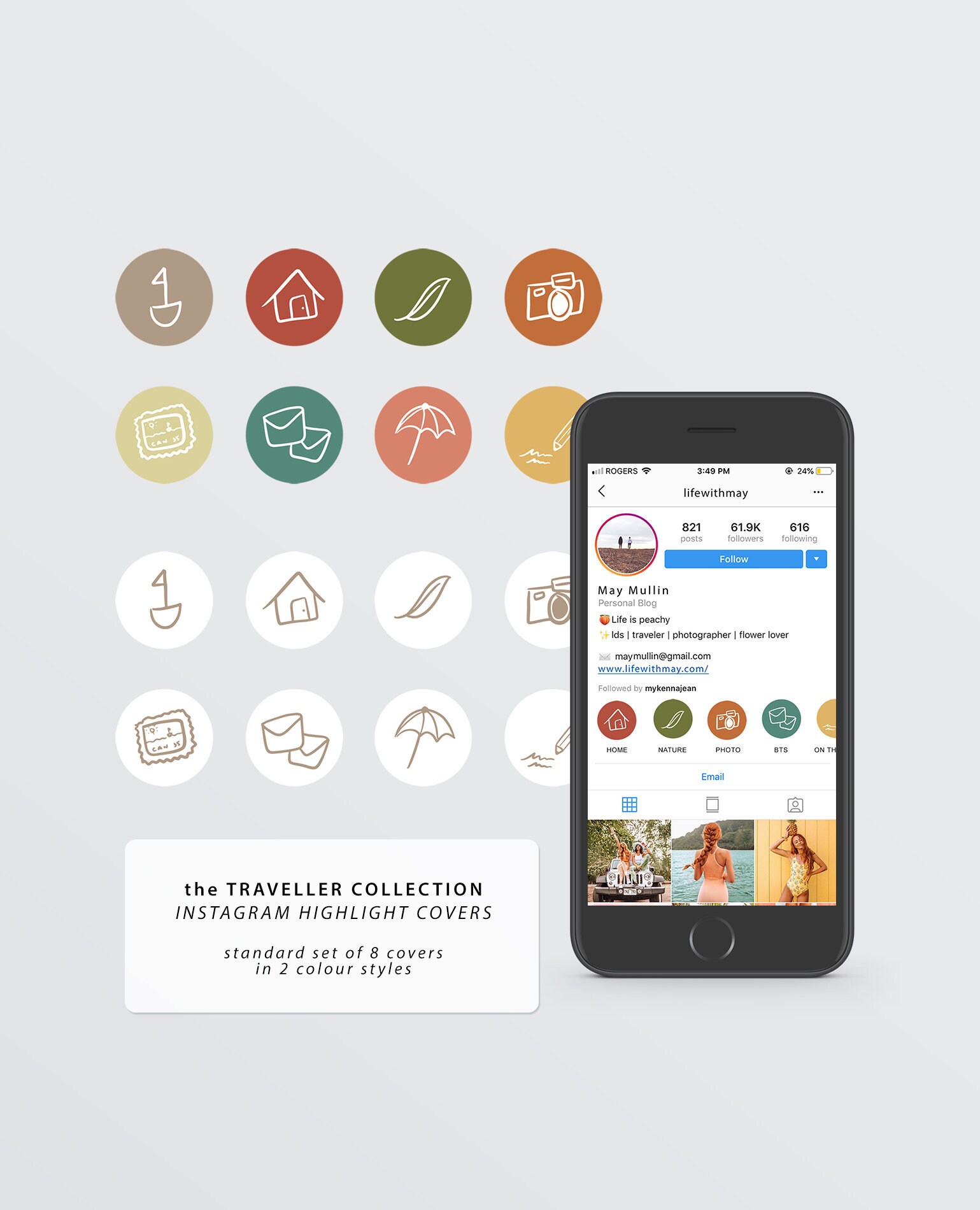 IG Cover Set 16 Instagram Story Highlight Covers Traveller Collection ...