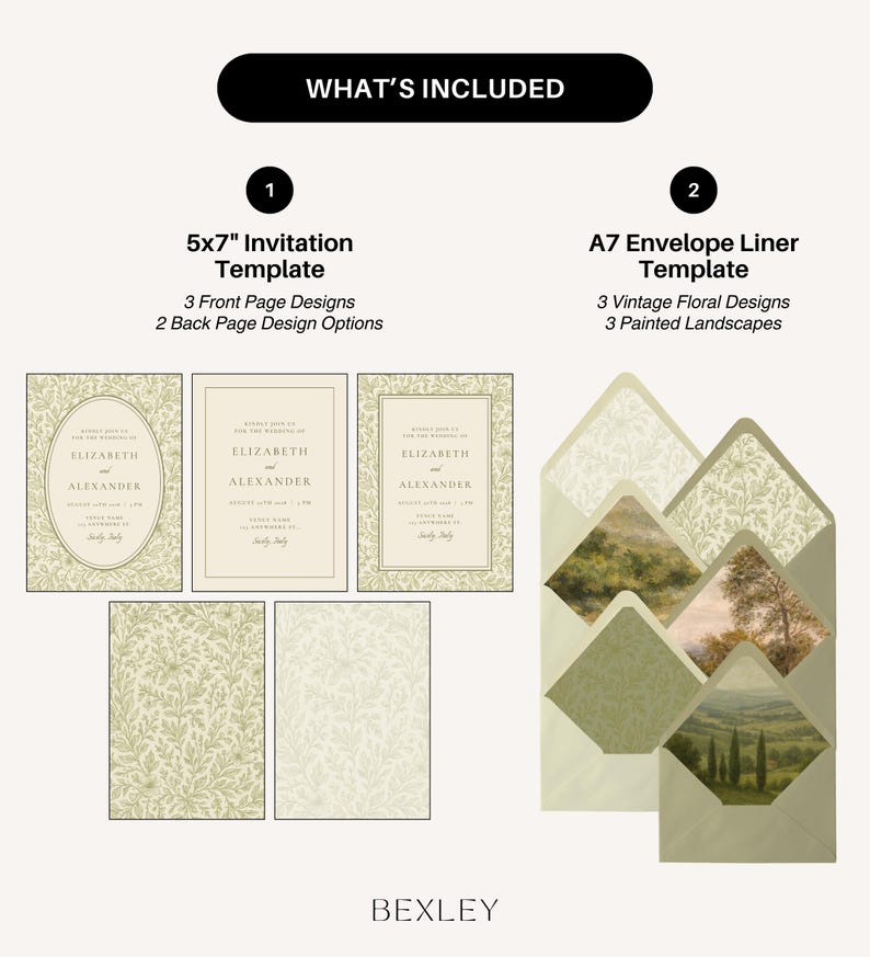 Olive & Sage Green Wedding Invitation Suite | Tuscany Vineyard CANVA ...