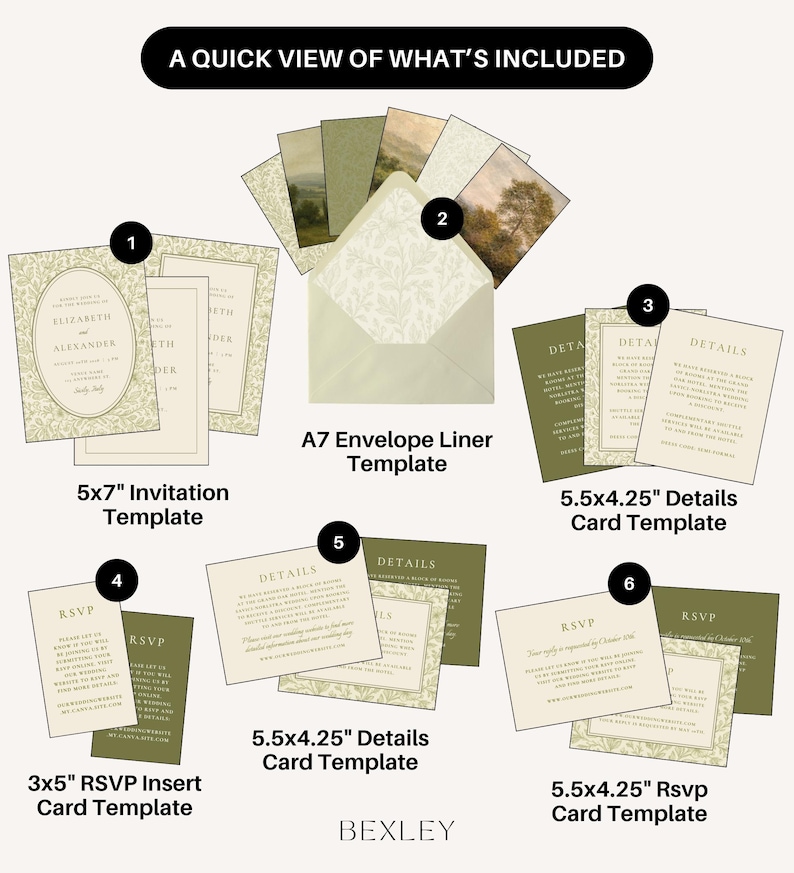 Olive & Sage Green Wedding Invitation Suite | Tuscany Vineyard CANVA ...