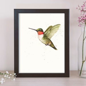 Hummingbird Watercolor Painting Lifelike Bird Art Nature Print Woodland ...