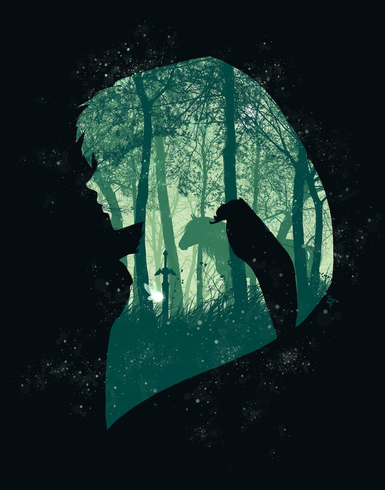 Legend Of Zelda Link Silhouette Triforce Its Etsy