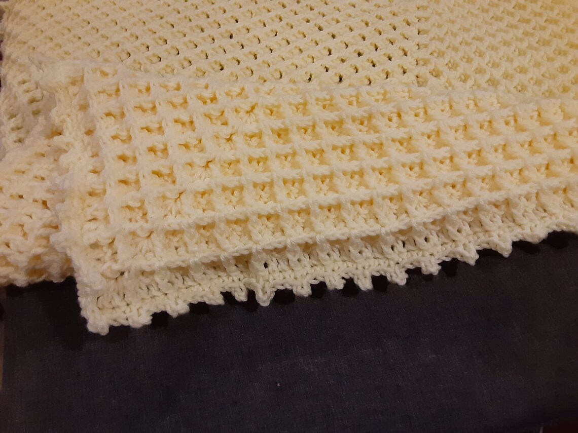 Rectangle Waffle Stitch Blanket - Etsy