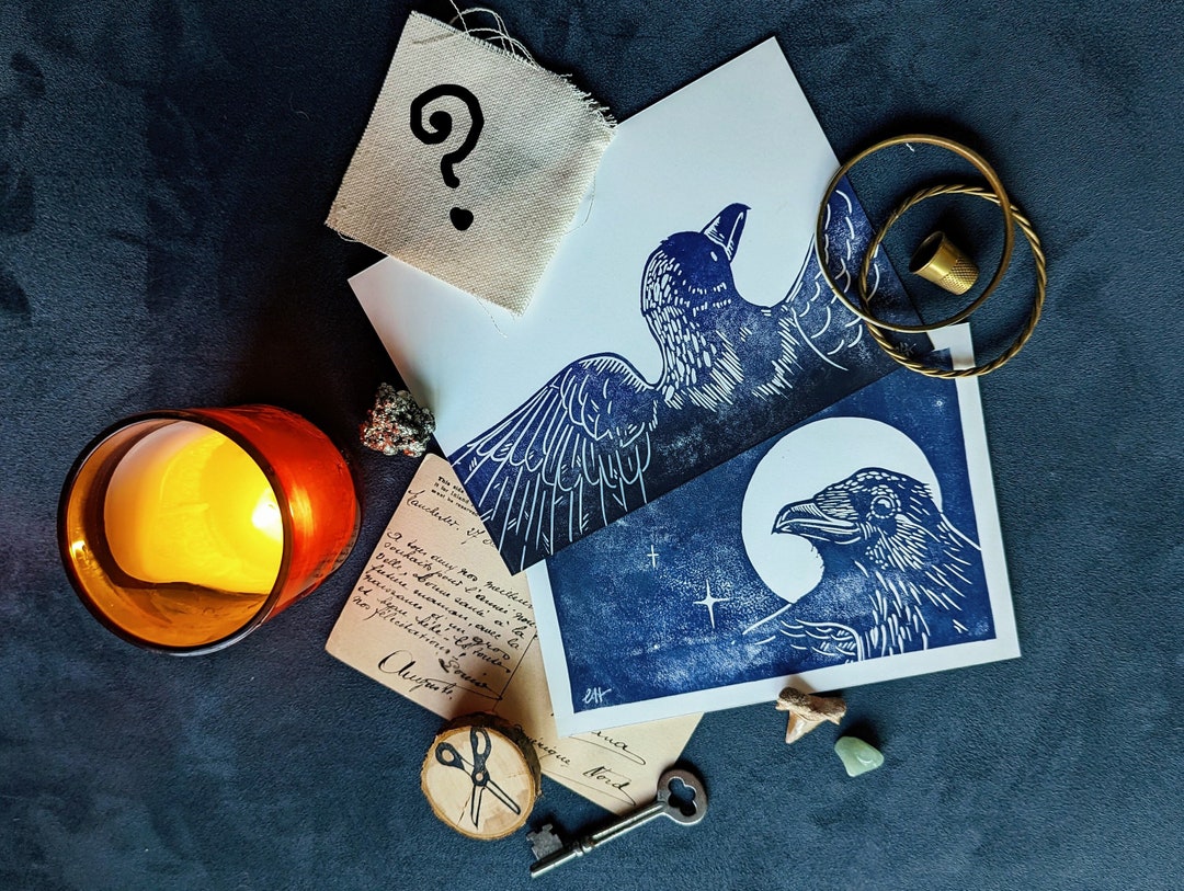Gifts From the Crow Curiosity Box Block Print & Trinket - Etsy