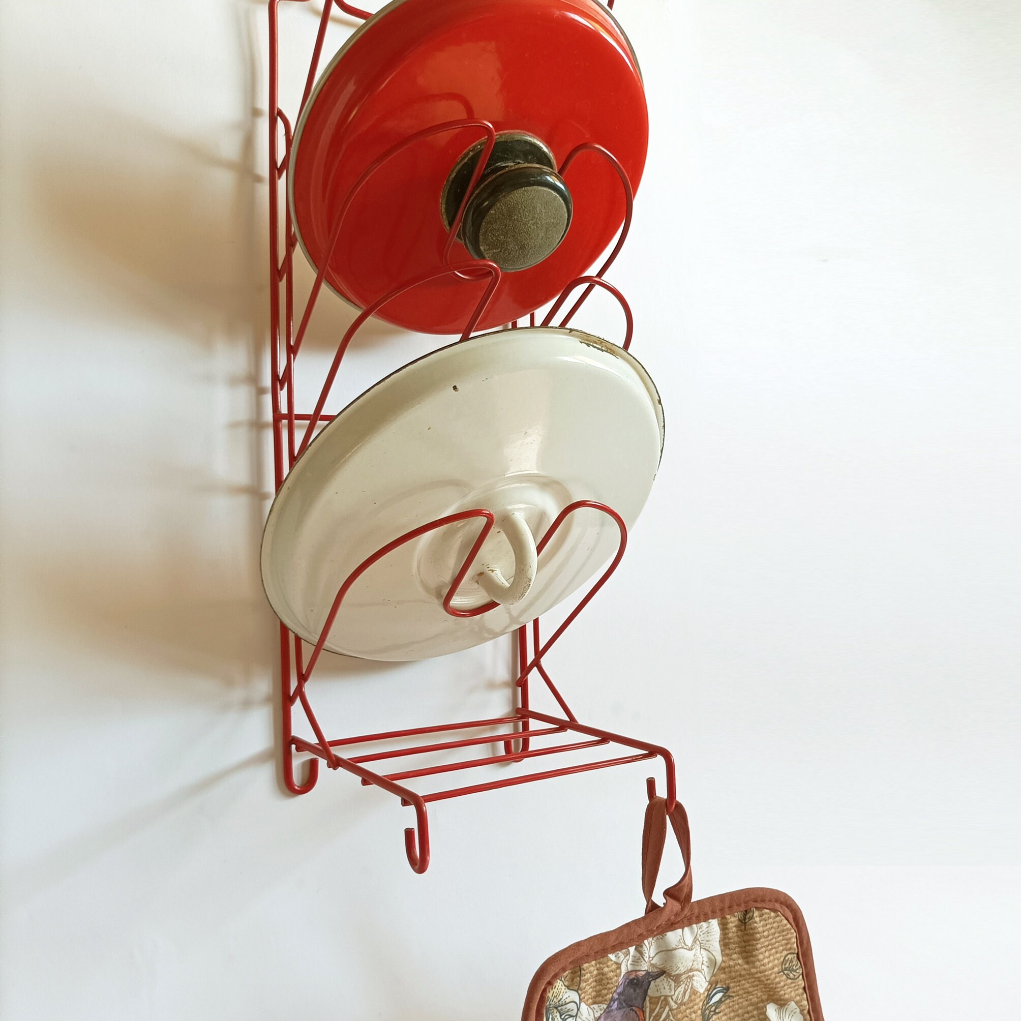 Wall Mounted Pot Lid Holder Sectional Shelf Metal Rack Holder Kitchen ...