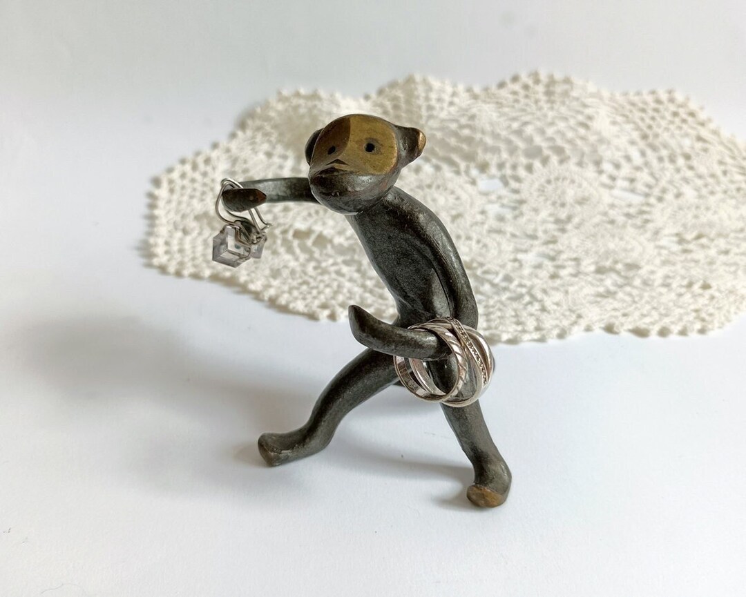 Vintage Figurine Monkey Ring Holder Old Metal Statuette - Etsy