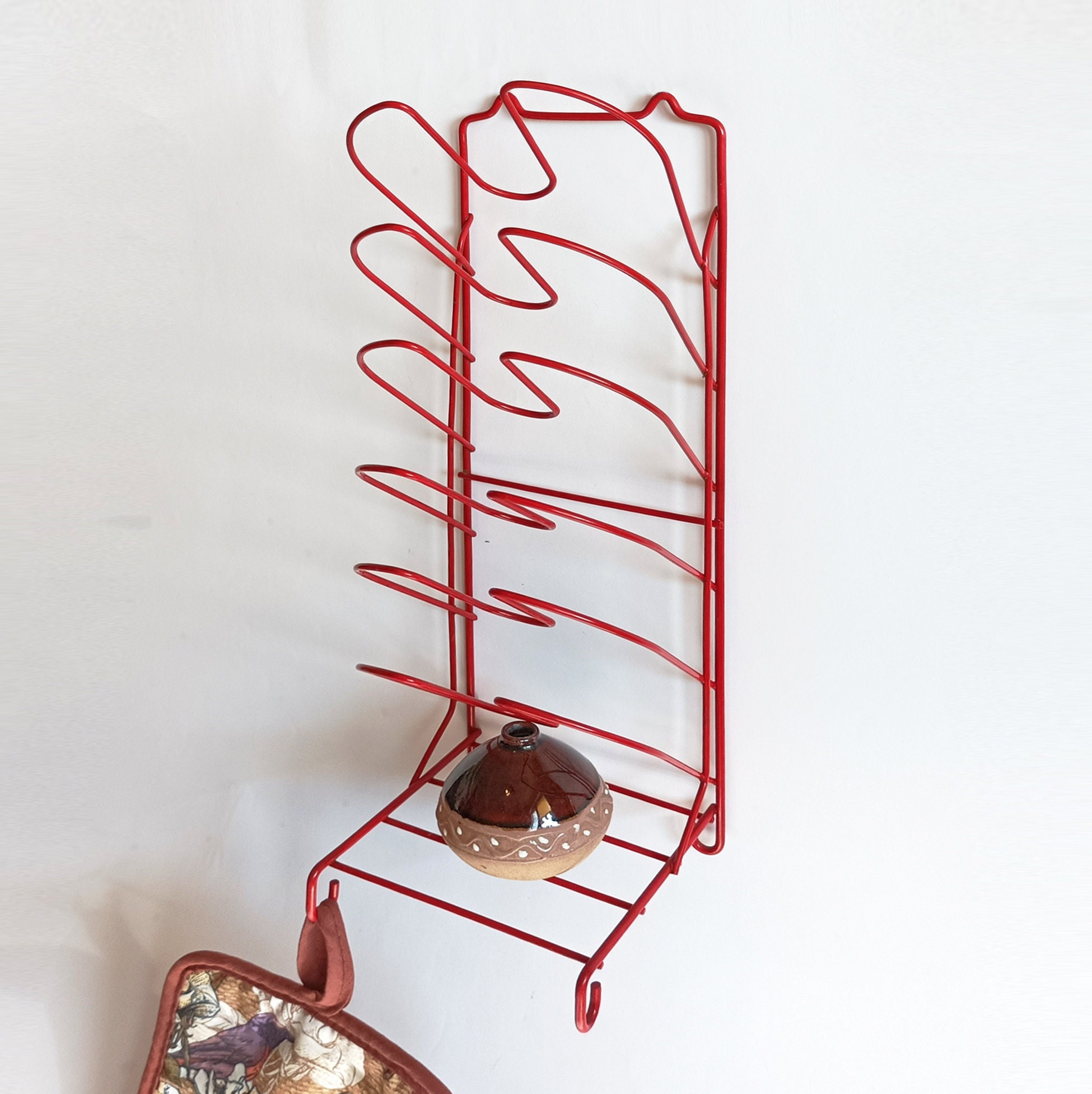Wall Mounted Pot Lid Holder Sectional Shelf Metal Rack Holder Kitchen ...