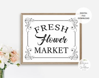 Fresh Flower Market Sign - Etsy