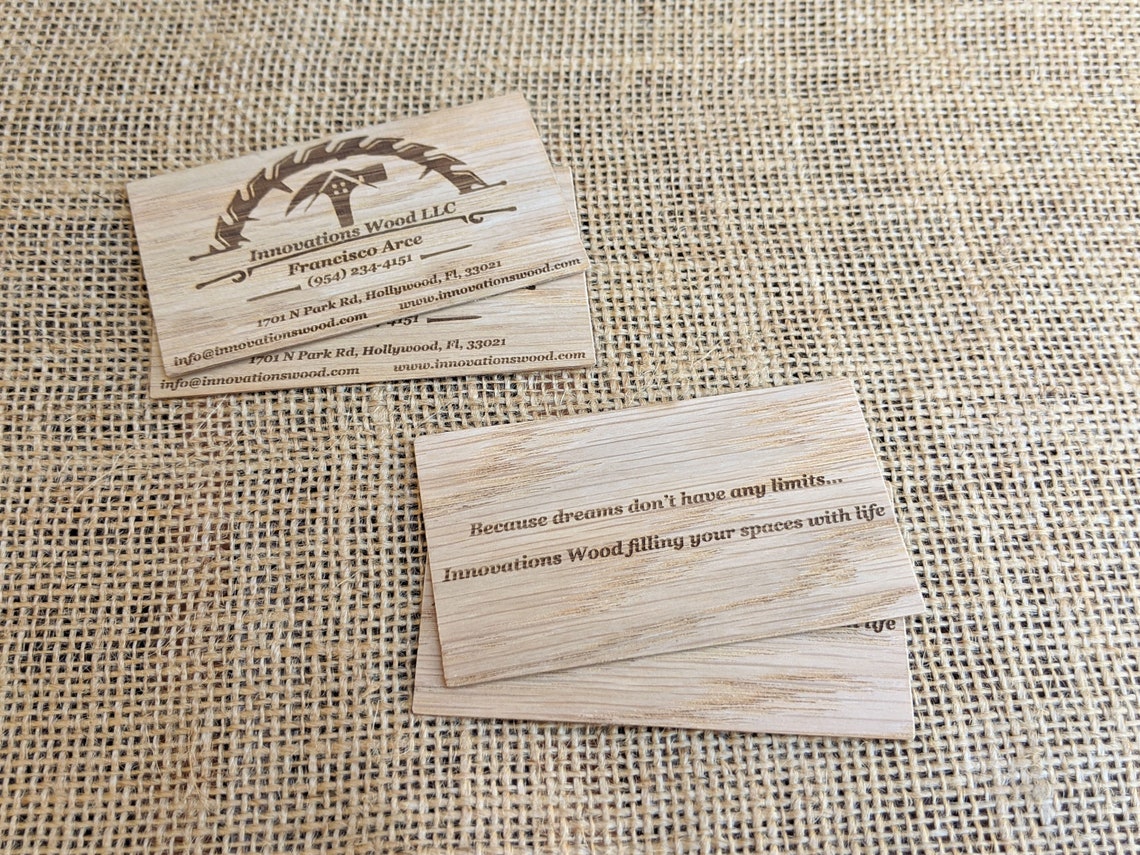 Wood Business Cards Double Sided Business Cards Engraved | Etsy