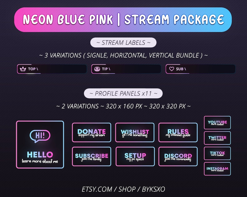 Neon Galaxy Twitch Overlay Package, Including Twitch Panels, Webcam ...