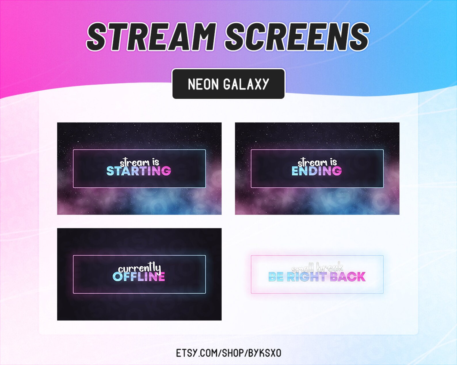 Neon Galaxy Twitch Overlay Package, Including Twitch Panels, Webcam ...