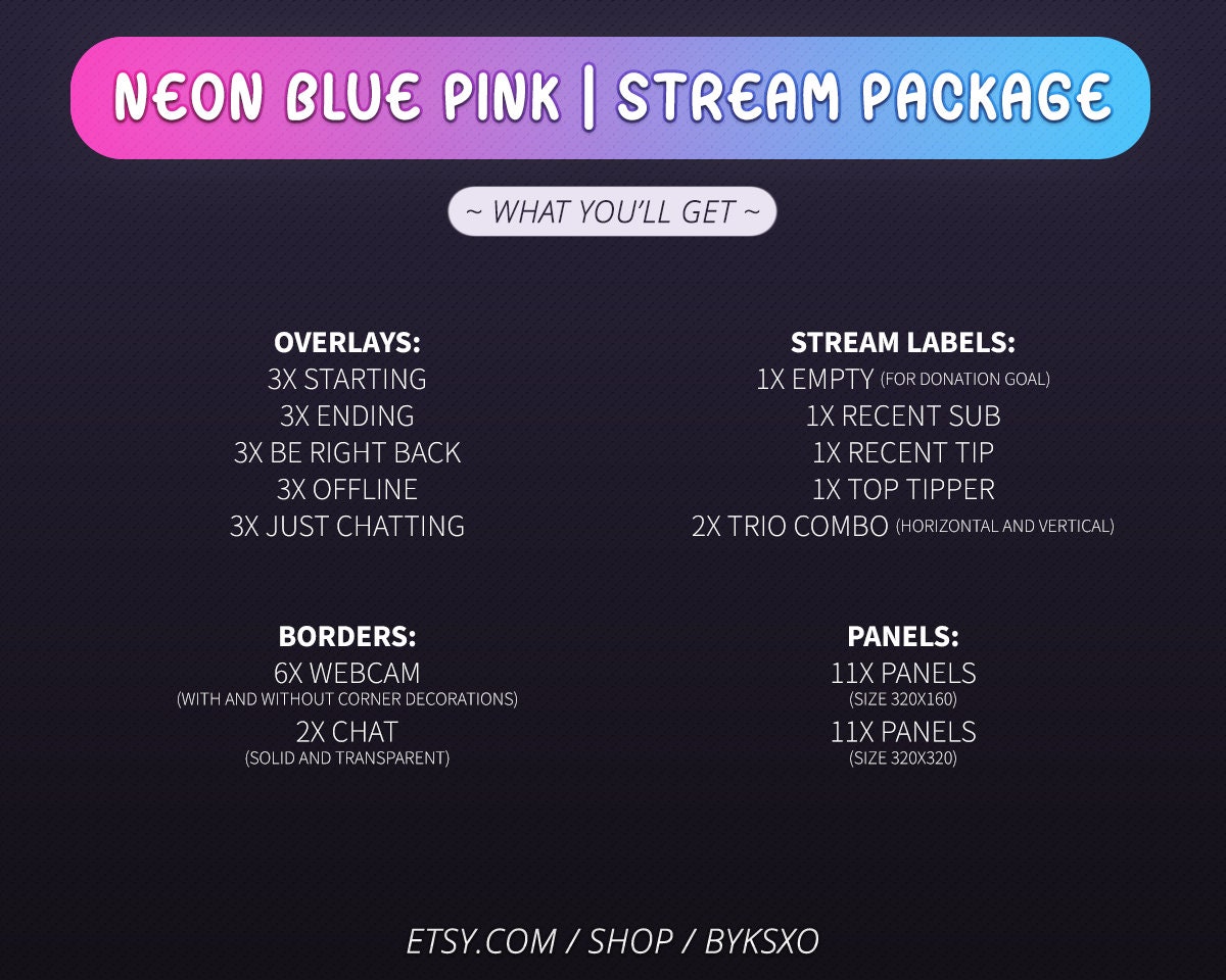 Neon Galaxy Twitch Overlay Package, Including Twitch Panels, Webcam ...