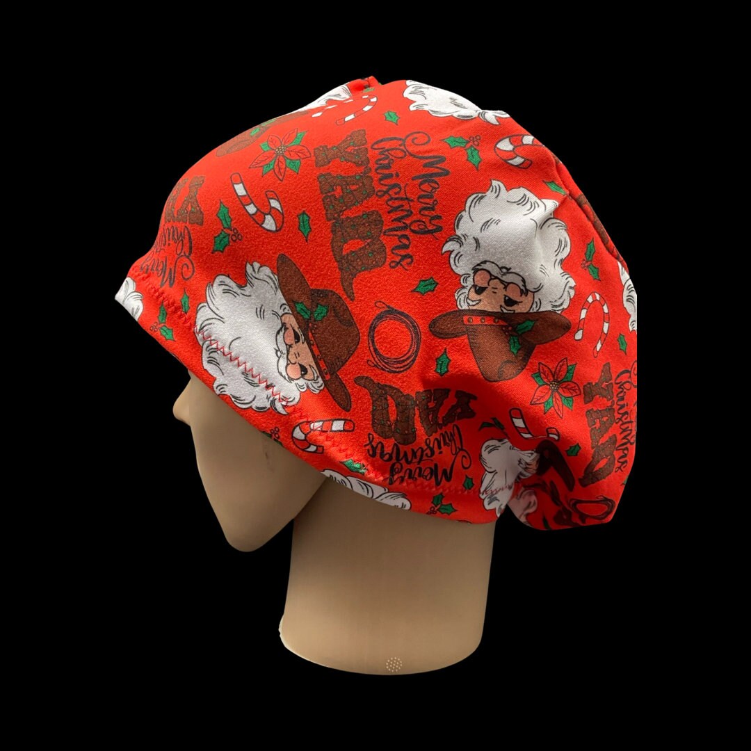 Merry Christmas Yall Scrub Hat, Euro Style Scrub Cap, Santa Clause ...