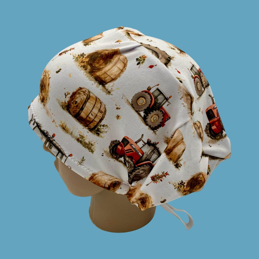 Hay Bales and Tractors Scrub Hat, Euro Style Scrub Cap, Western ...