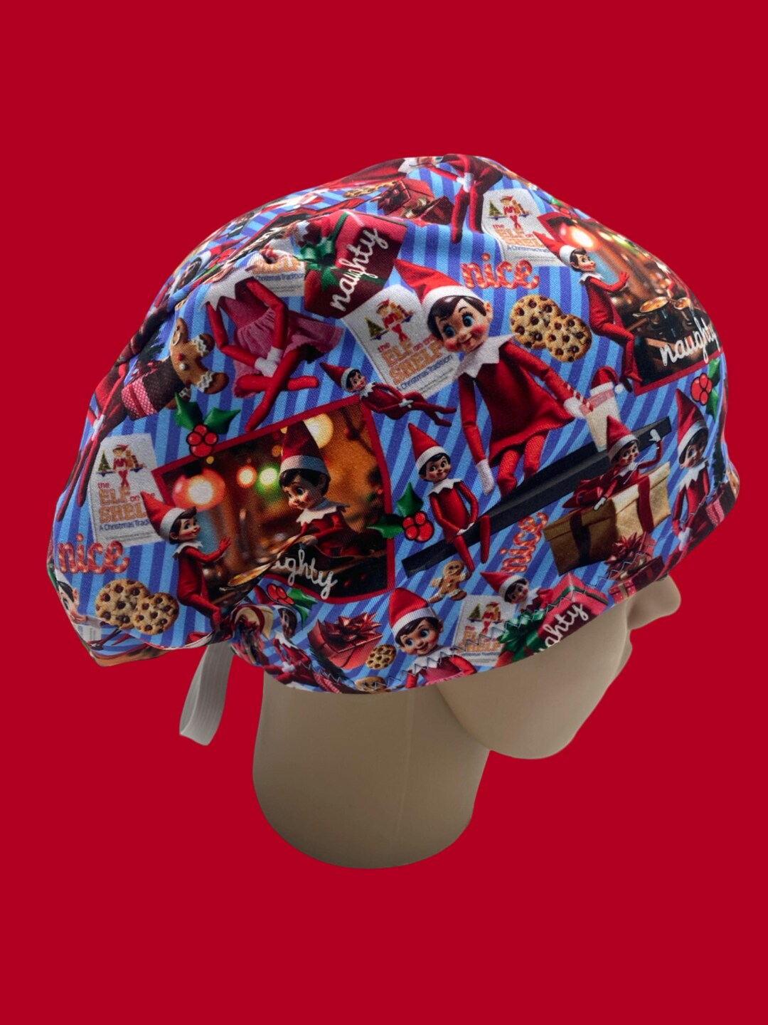Naughty Elf Scrub Hat, Christmas Cookies Euro Style Scrub Cap, Funny ...