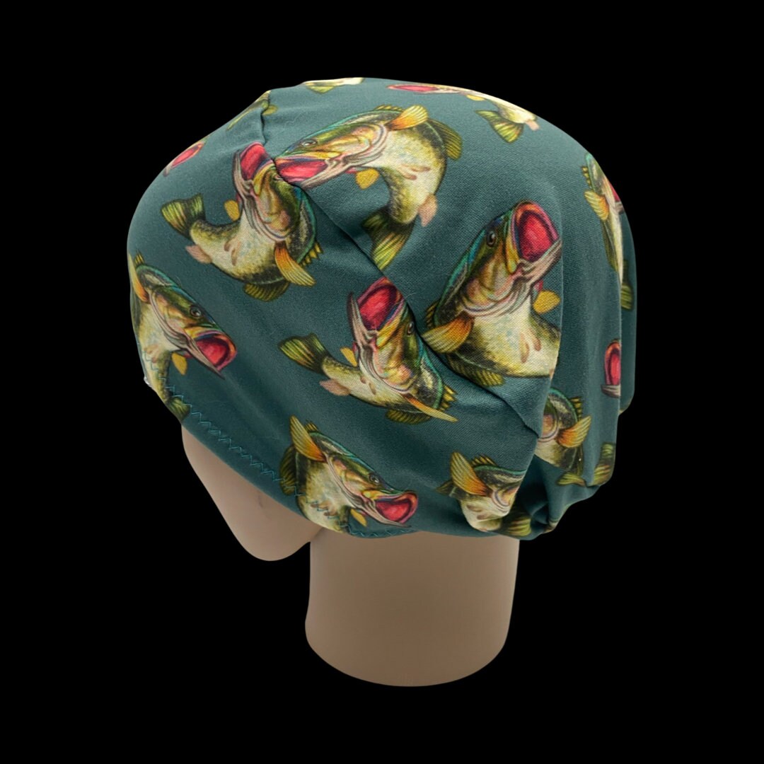 Mens Bass Fish Scrub Cap, Stretchy Scrub Hat - Etsy