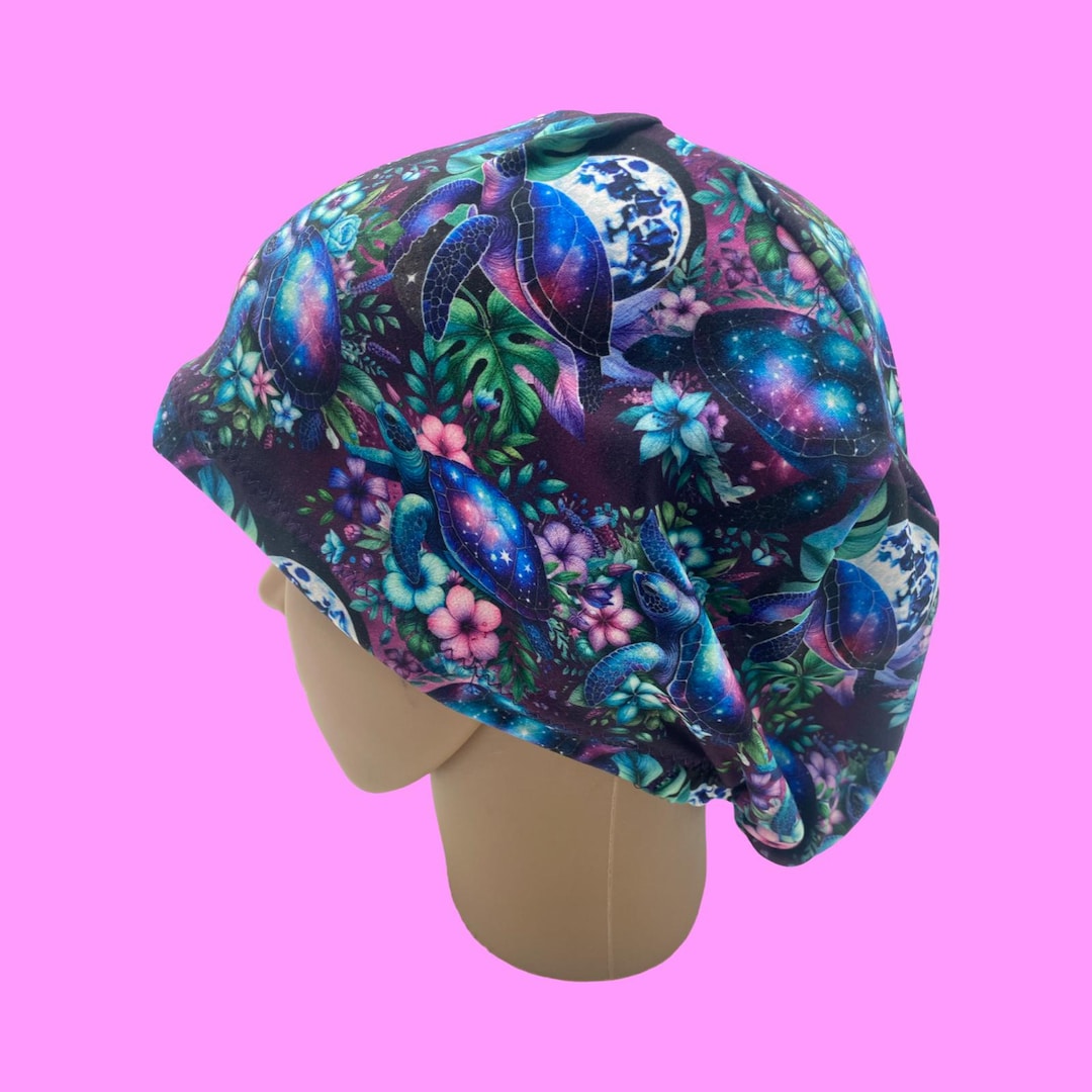 Sea Turtle Scrub Hat, Sea Life Euro Style Scrub Cap, Floral Surgical ...