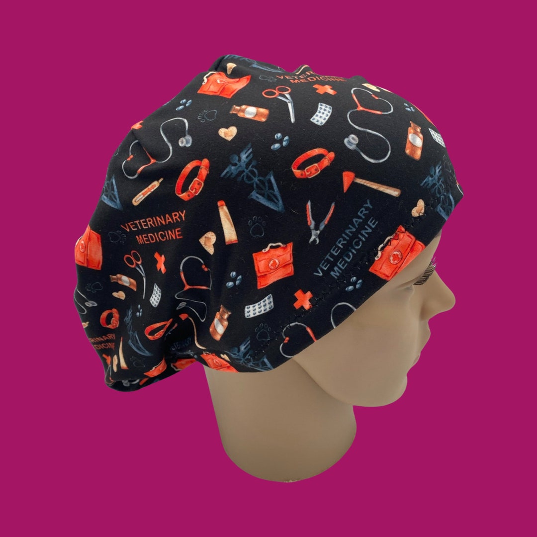 Veterinary Medicine Scrub Hat, Euro Style Surgical Cap, Vet Tech Scrub ...