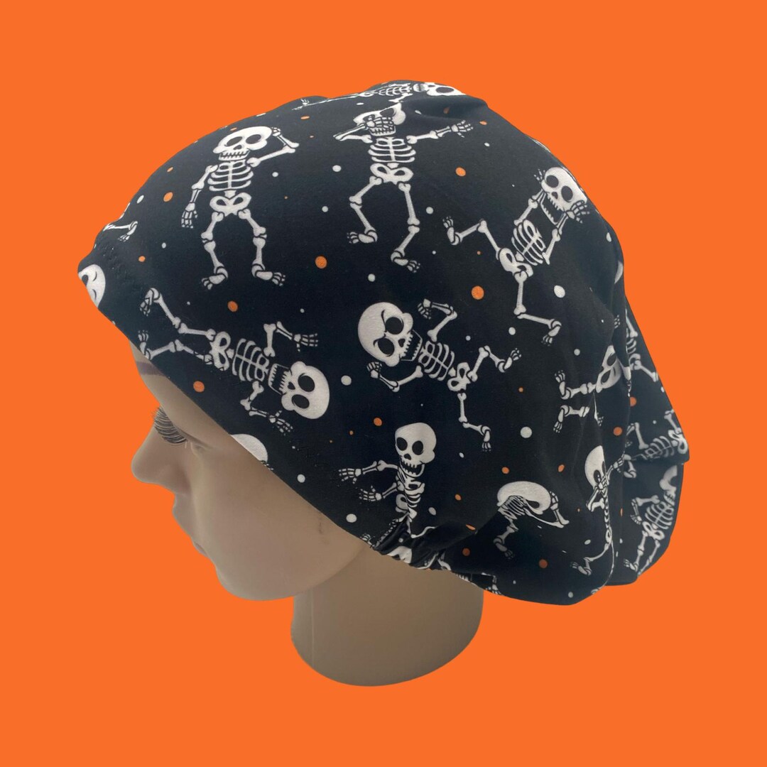 Skelly Scrub Cap, Halloween Euro Style Scrub Hat, Skeleton Surgical Cap ...
