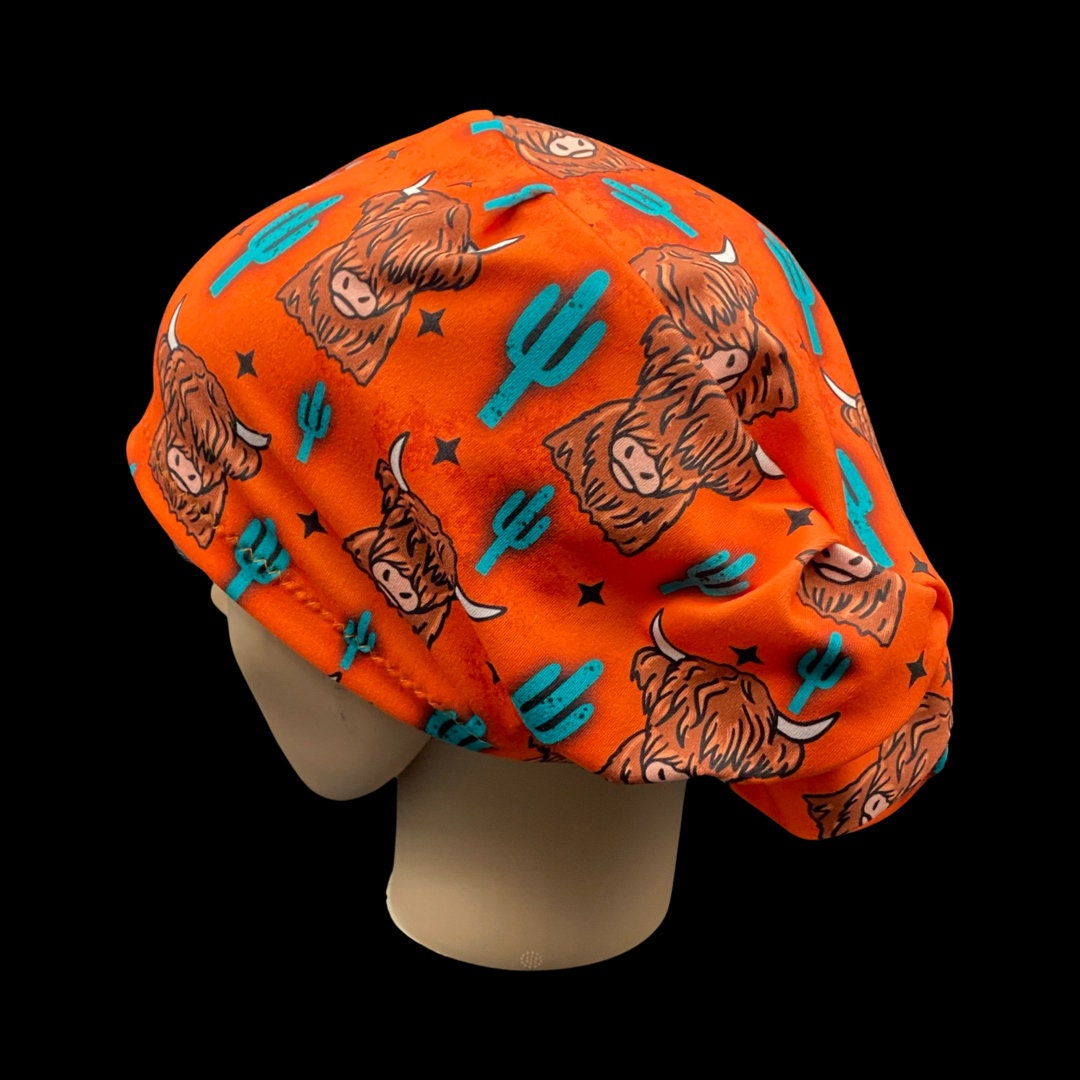 Highland Cow Scrub Cap, Euro Style Surgical Hat, Western Scrub Hat - Etsy