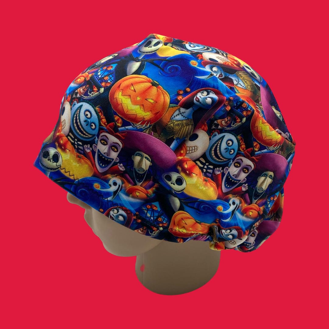 Nightmare Scrub Cap, Halloween Euro Style Scrub Hat, Pumpkin Surgical ...