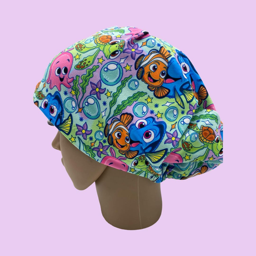 Fish Friends Scrub Hat, Sea Life Euro Style Scrub Cap, Funny Cartoon ...