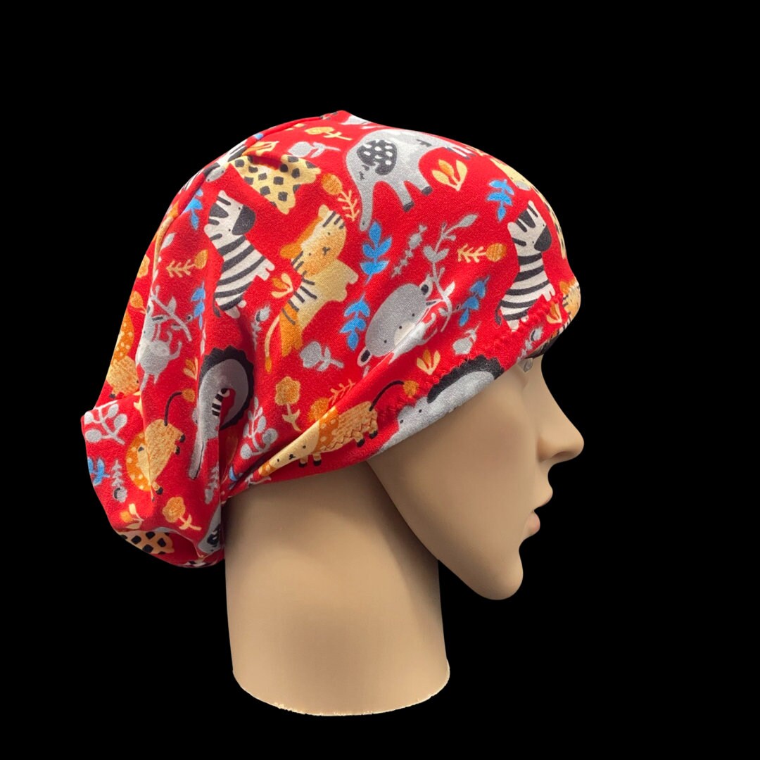Zoo Friends Scrub Cap, Euro Style Surgical Hat, Animal Scrub Cap - Etsy
