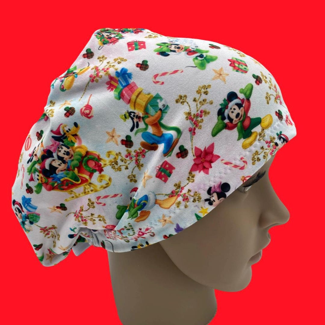Disney Christmas Scrub Hat, Euro Style Scrub Cap, Holiday Surgical Cap ...