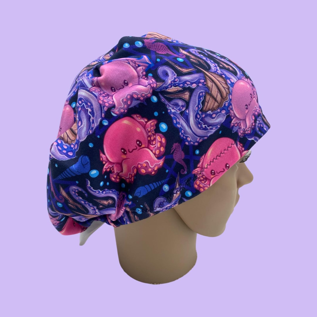 Shipwrecked Scrub Hat, Kraken Euro Style Scrub Cap, Lost at Sea ...