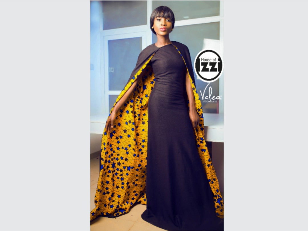 African Print Sewa Dress With Cape, African Print Dress,classy Style ...