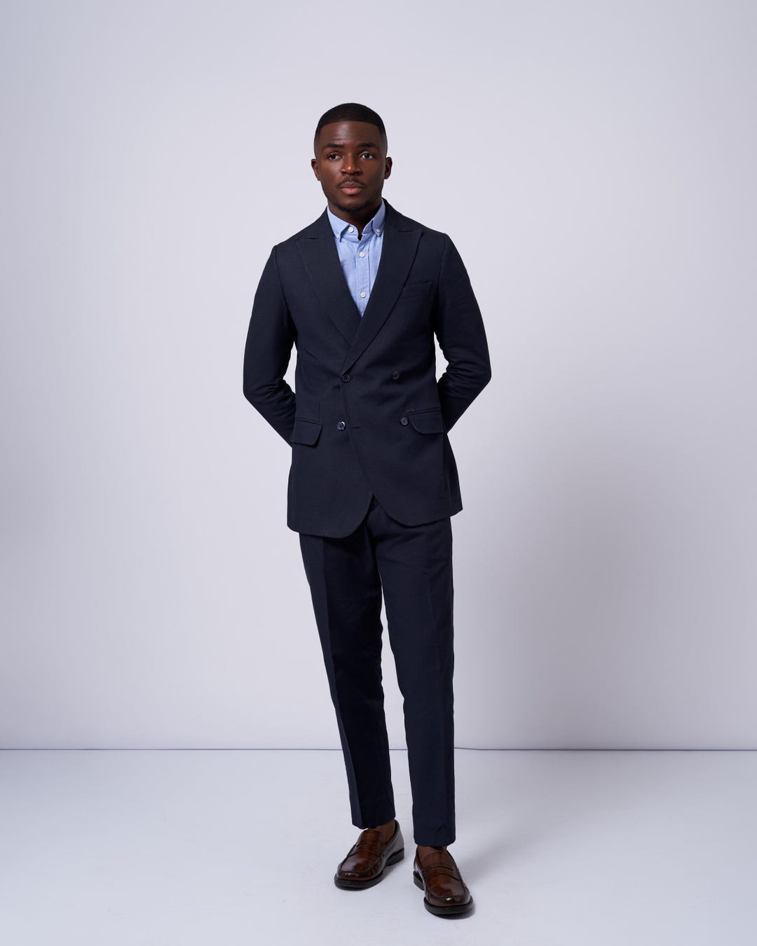 Men’s Tailored Jacket and Trouser Set in Blue Linen, Men Clothing ...