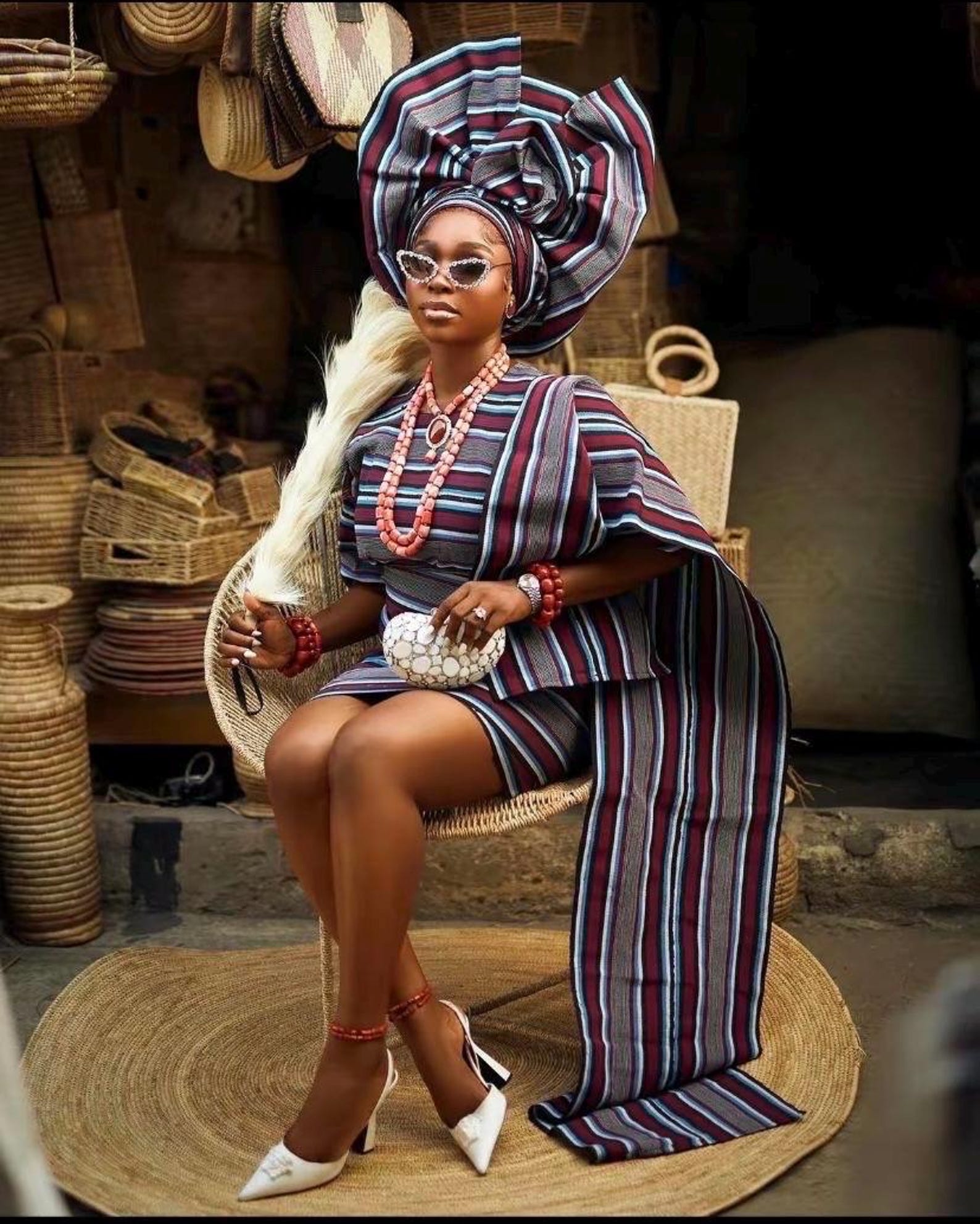 Aso Oke Oleku Style, African Wrapper and Buba, Gele, Nigeria Wedding - Etsy