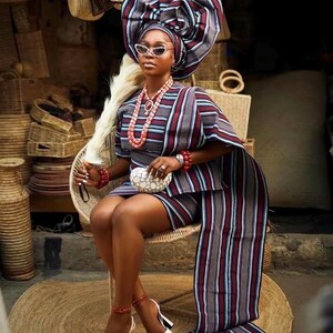 Aso Oke Style, African Wrapper and Buba, Gele, Nigeria Wedding, African ...