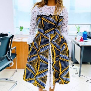 EZINA African Print Dress With Lace , Ankara Dress,classy Dress,high ...