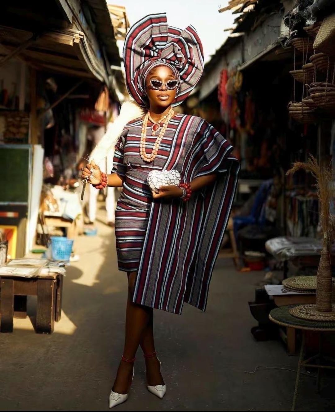 Aso Oke Style, African Wrapper and Buba, Gele, Nigeria Wedding, African ...