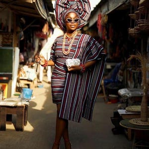 Aso Oke Style, African Wrapper and Buba, Gele, Nigeria Wedding, African ...