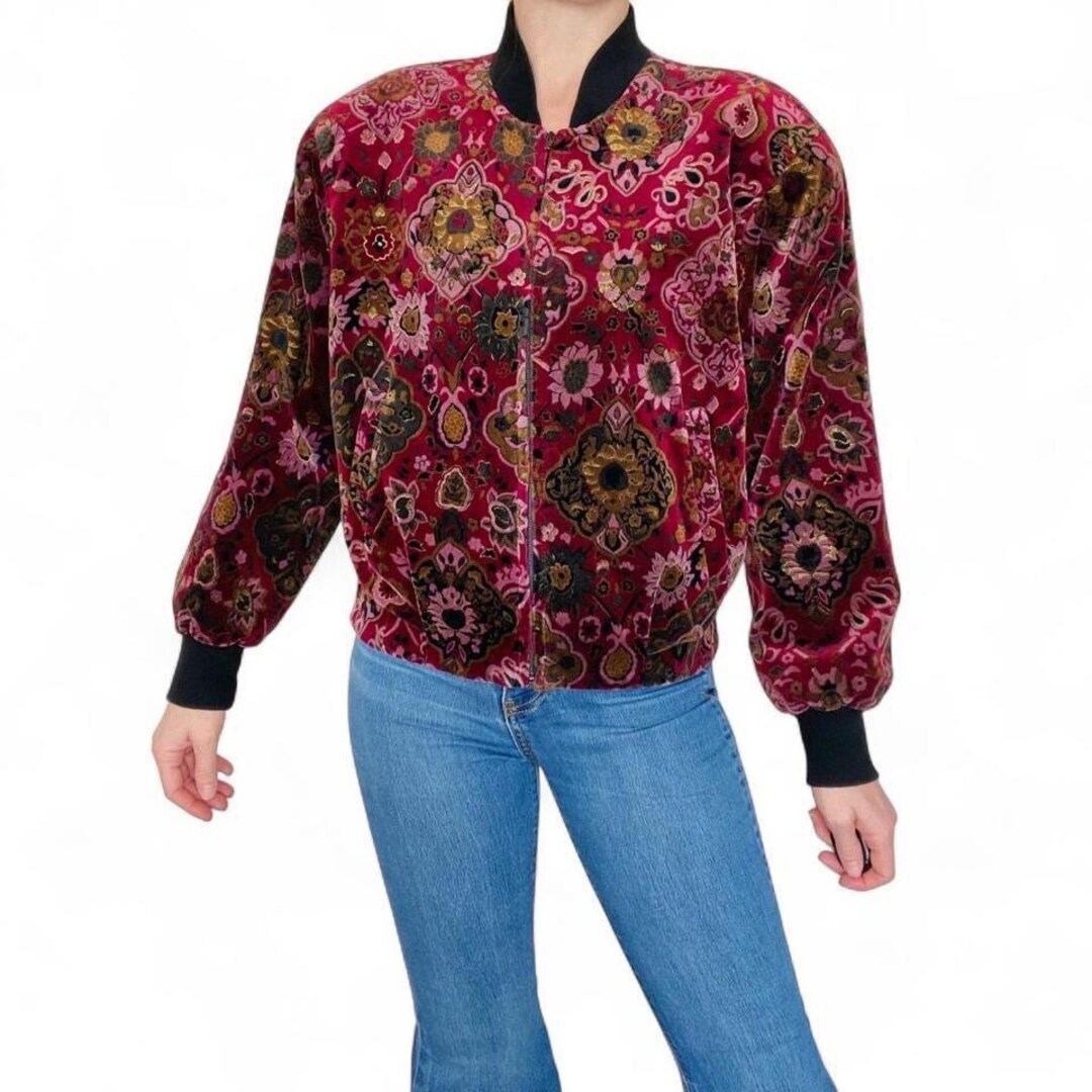 Vintage 90’s Tan Jay Burgundy Pink Floral Abstract Light Jacket - Etsy