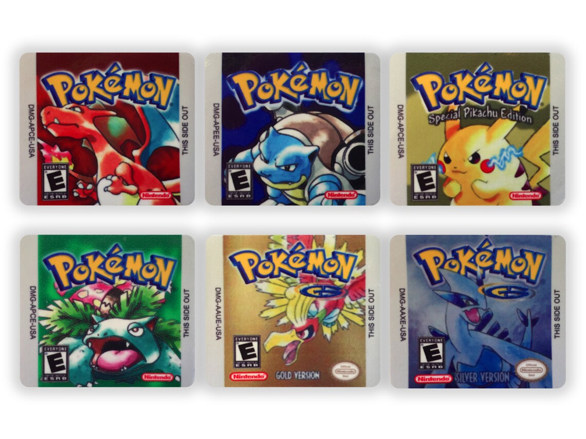 Pokemon Red Blue Yellow Gold Silver Green Version Set of 6 - Etsy