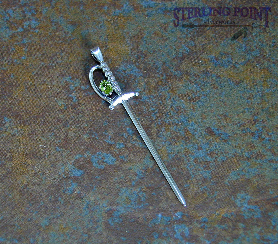 Miniature Sword Sterling Silver With Faceted Peridot Gemstone. for the ...