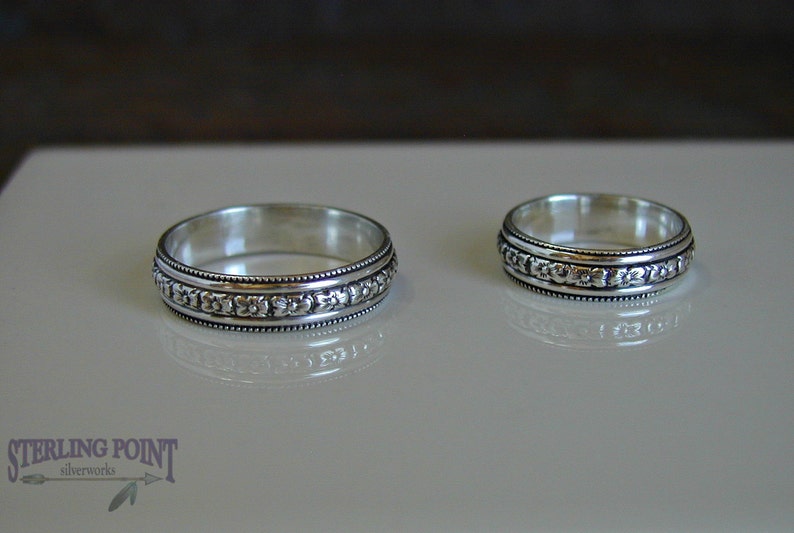 Sterling Silver Pattern Wire Bands. Sizes 5 Thru 13.. Nicely Detailed ...